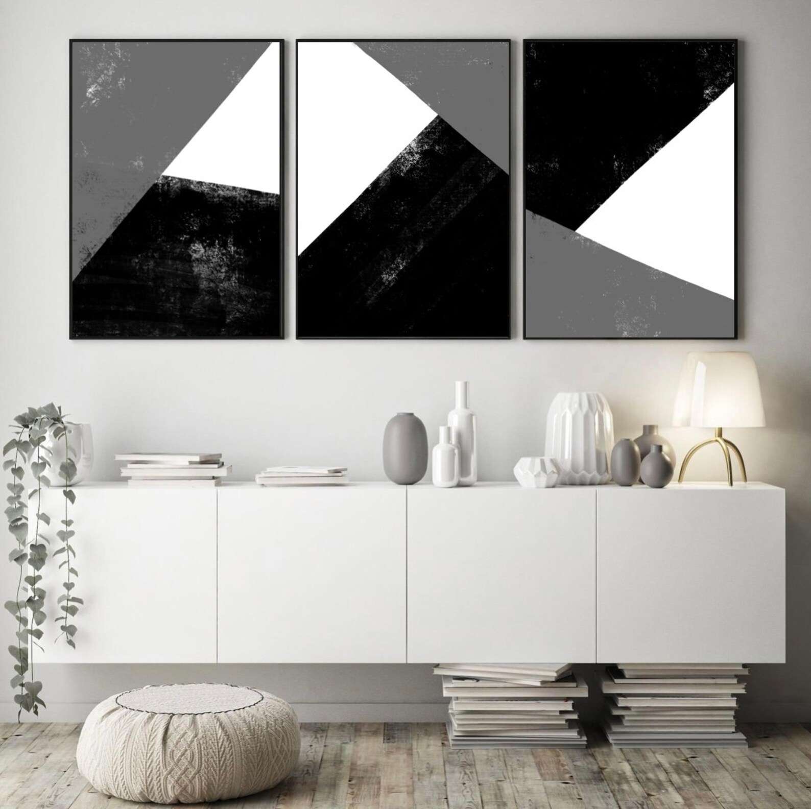 3 Piece Wall Art Abstract Geometric Shapes Prints Set Modern - Etsy