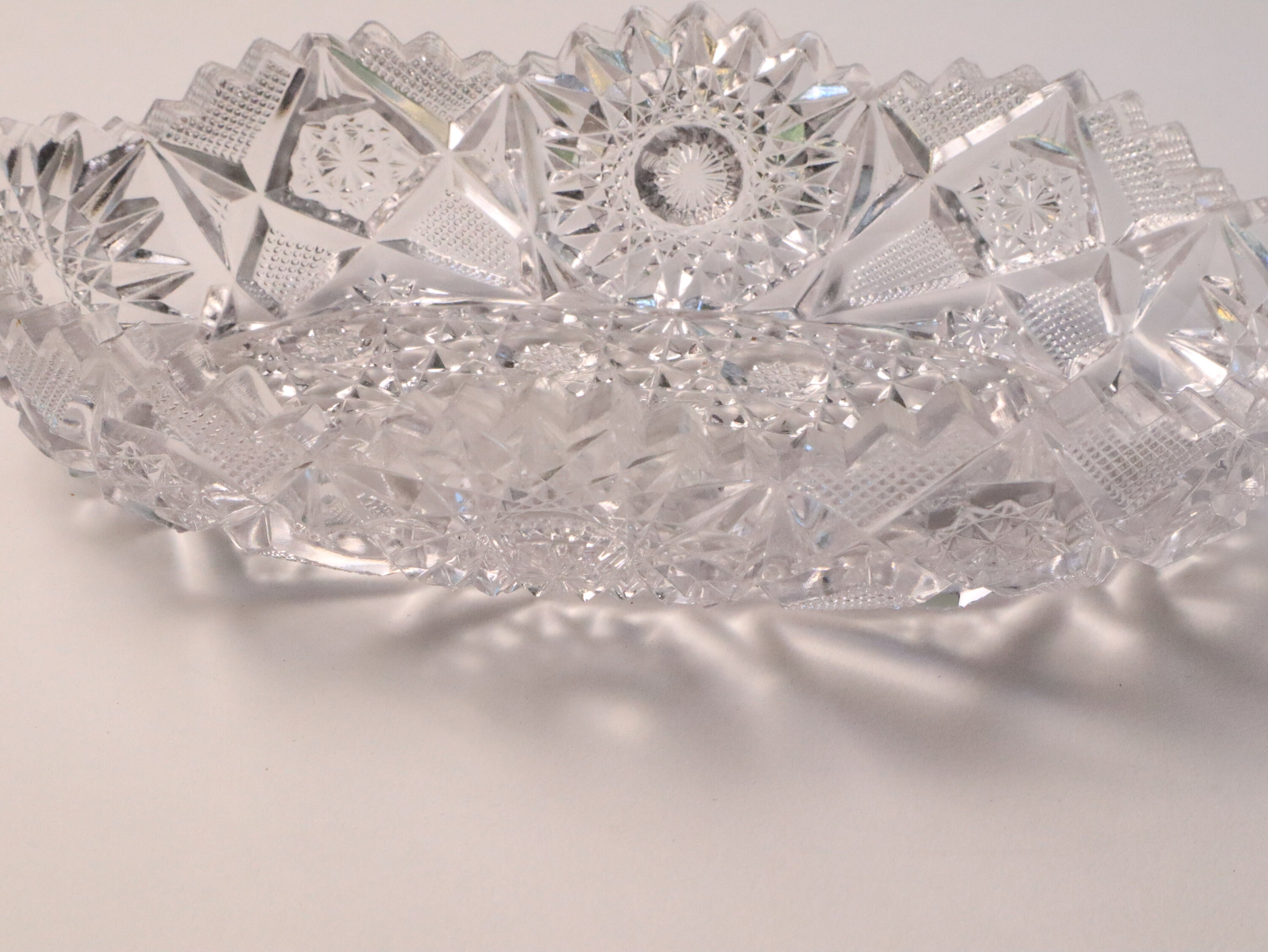 Vintage Brilliant Deep Cut Crystal Tray, Dish, Bowl, Sawtooth, Hobstar ...