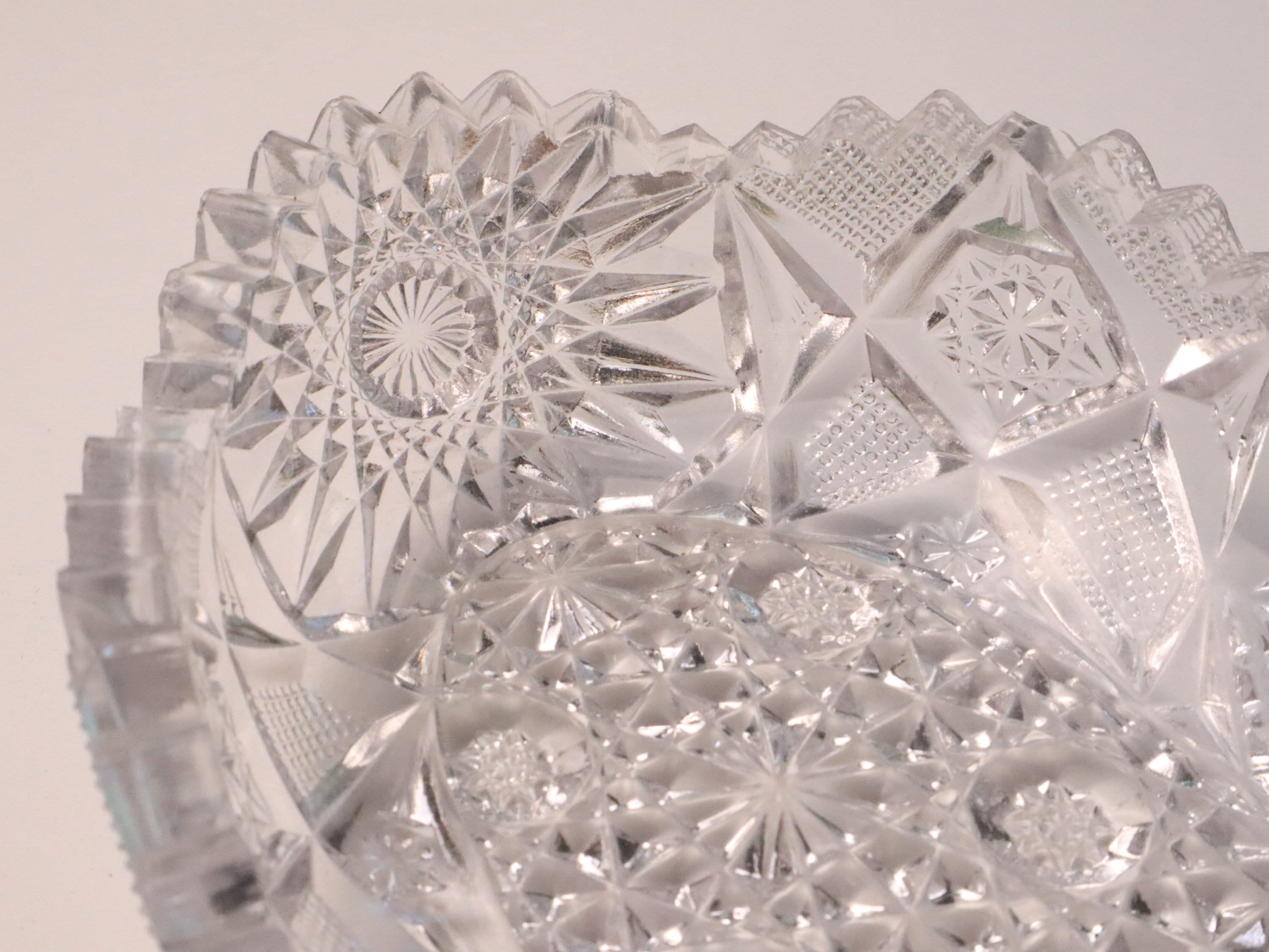 Vintage Brilliant Deep Cut Crystal Tray, Dish, Bowl, Sawtooth, Hobstar ...