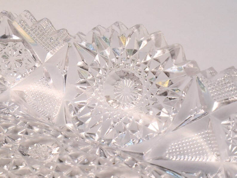 Vintage Brilliant Deep Cut Crystal Tray, Dish, Bowl, Sawtooth, Hobstar ...