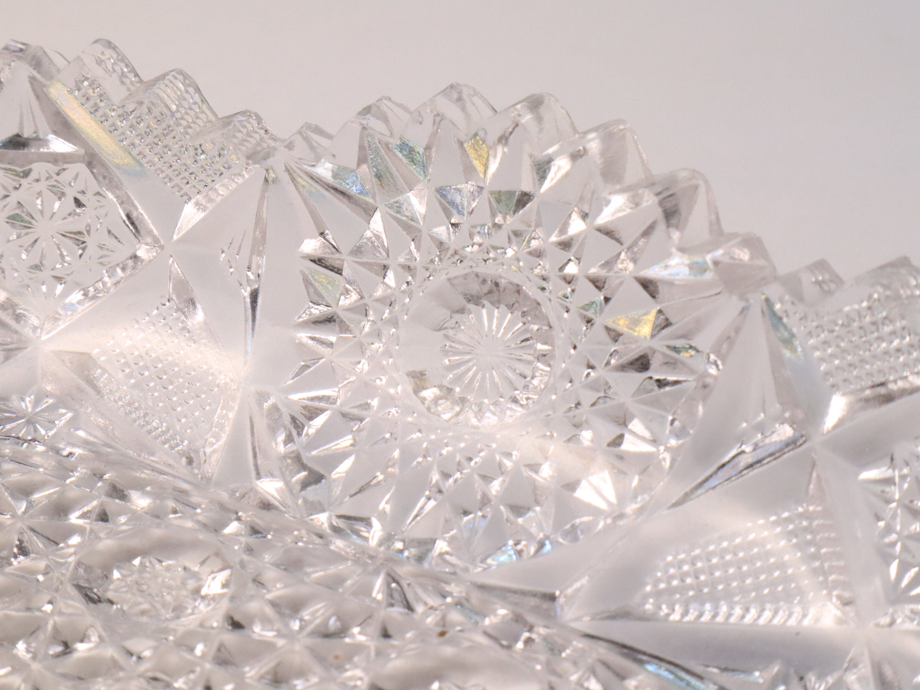 Vintage Brilliant Deep Cut Crystal Tray, Dish, Bowl, Sawtooth, Hobstar ...