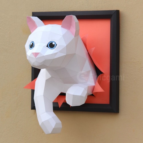 Papercraft Cat PDF Template DIY Low Poly Papercraft Make - Etsy