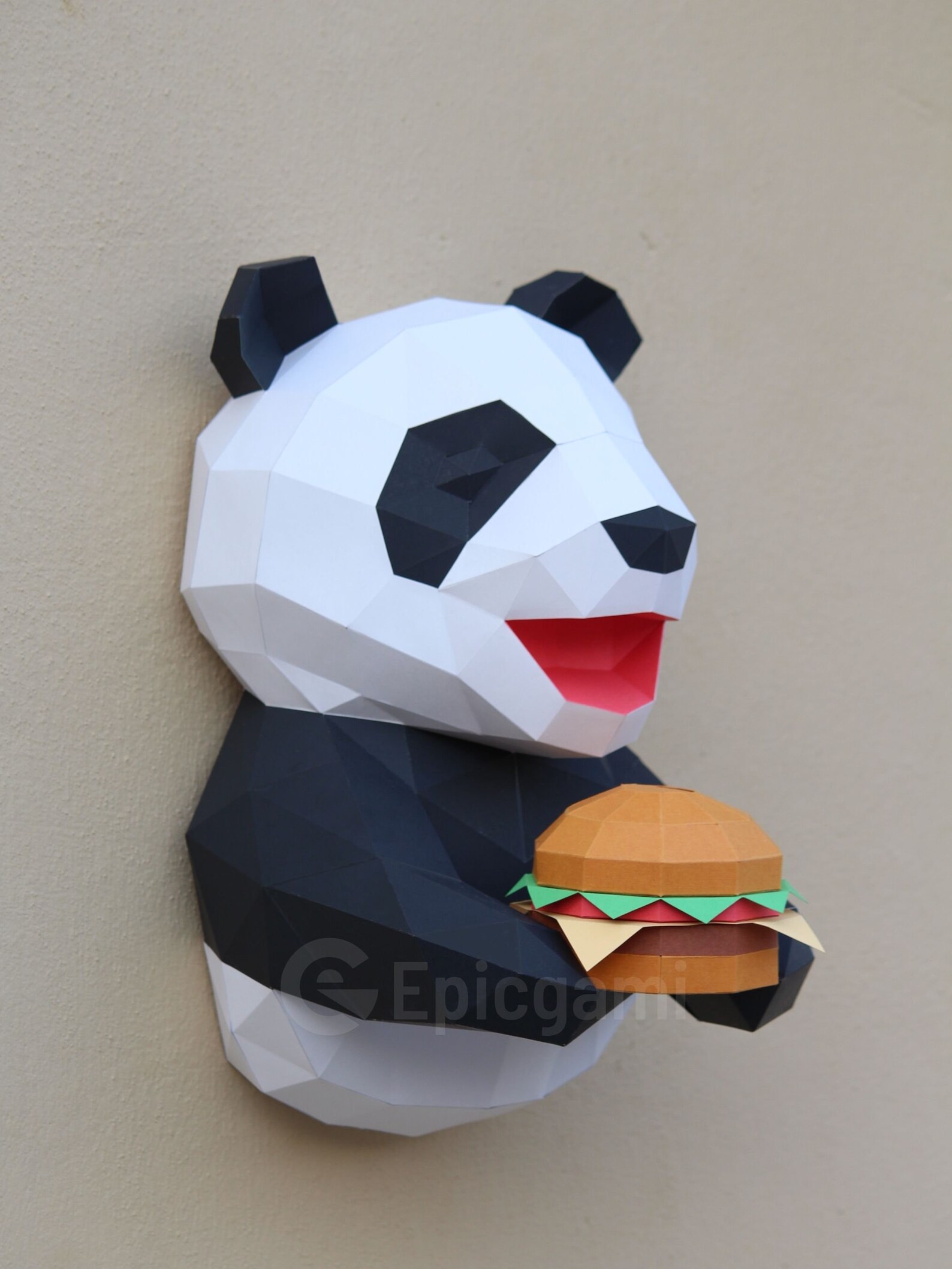 Papercraft Panda With Burger SVG and PDF Low Poly Papercraft - Etsy Canada