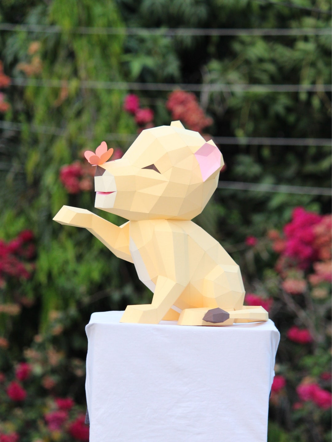 Lion Papercraft SVG and PDF, Papercraft Lion Playing With Butterfly, 3d ...