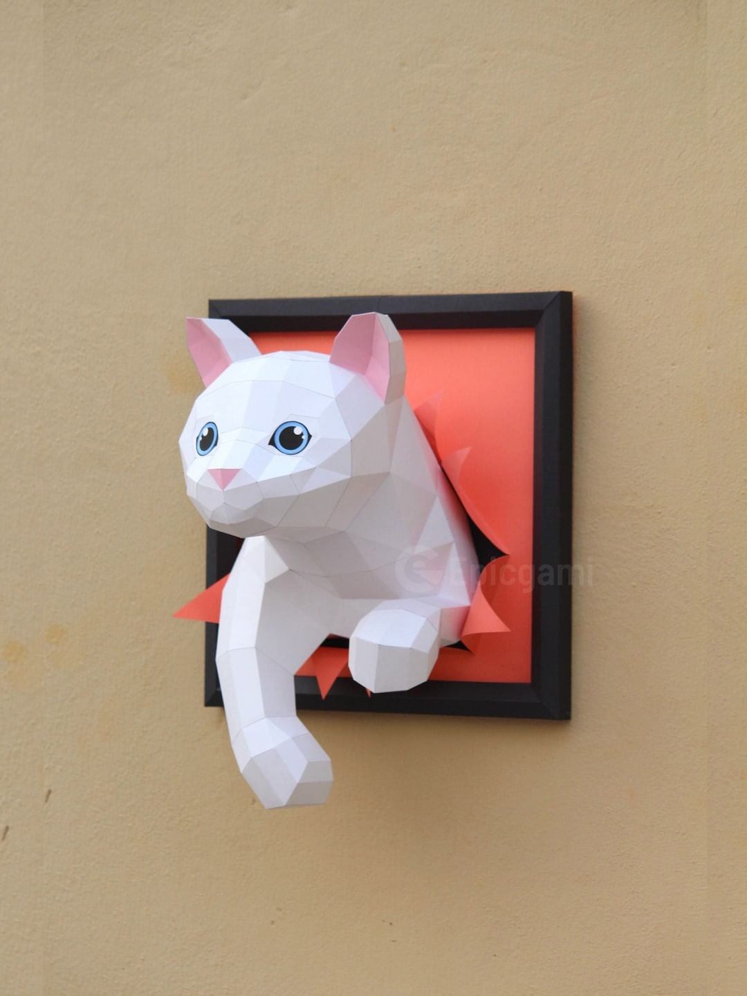 Gato 3d paper craft SVG e PDF, modelo de gato de papel DIY, gato ...