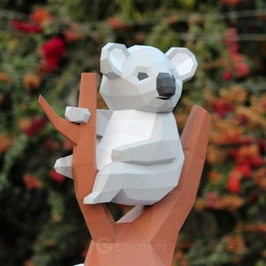 Koala 3d Paper Craft SVG and PDF, 3d Paper Craft Koala, Low Poly 3d ...