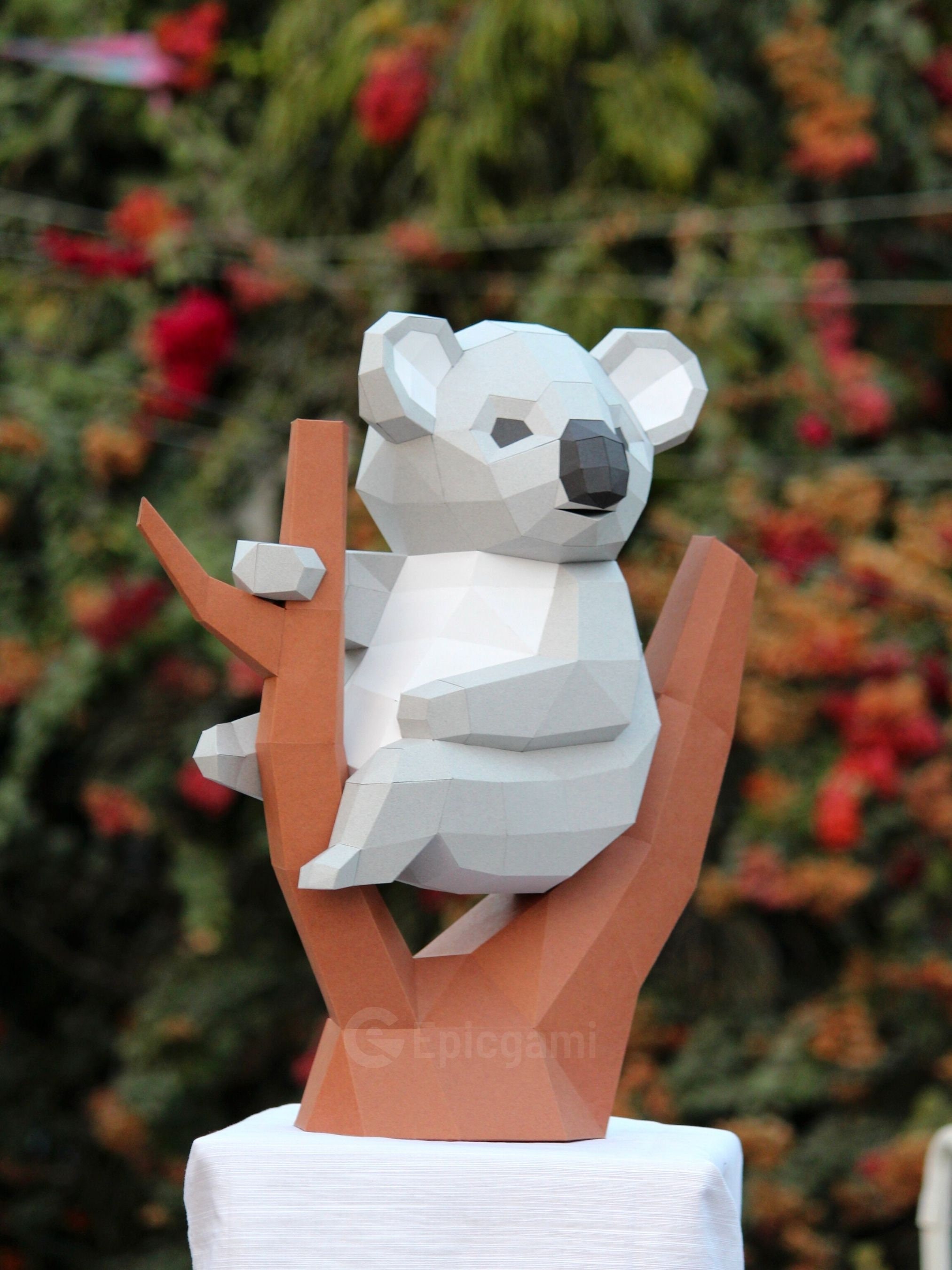 Koala 3d Paper Craft SVG and PDF, 3d Paper Craft Koala, Low Poly 3d ...