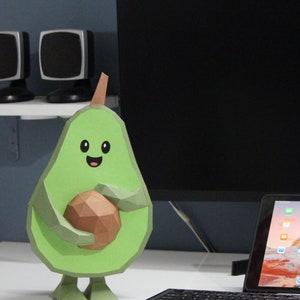 Avocado 3d Paper Craft Model SVG and PDF | Diy 3d Paper Craft Avocado ...