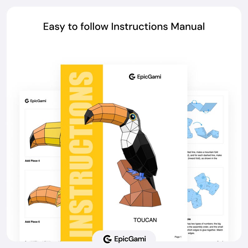 Toucan 3d Papercraft Template SVG and PDF, DIY Paper Craft Toucan Model ...