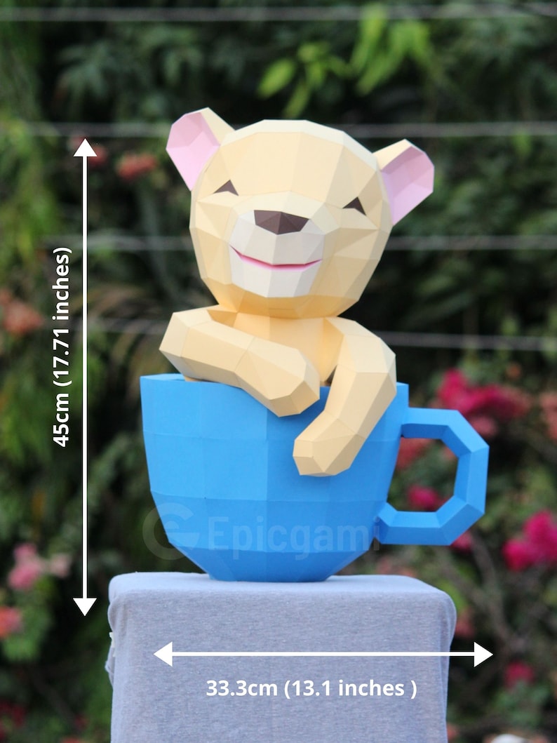Lion Papercraft SVG and PDF Papercraft Lion in Cup 3d - Etsy