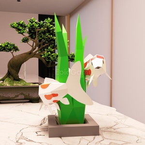 Koi 3d Paper Craft Template SVG and PDF | DIY 3d Paper Craft Koi Model ...