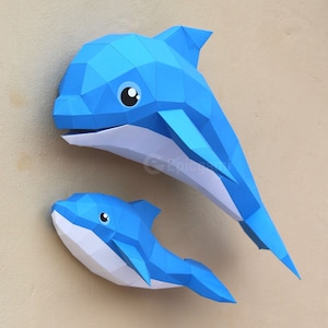 Dolphin 3d Paper Craft SVG and PDF, Papercraft Fish, Mom and Baby ...