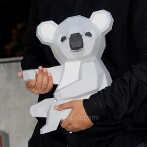 Koala 3d Paper Craft SVG and PDF, 3d Paper Craft Koala, Low Poly 3d ...