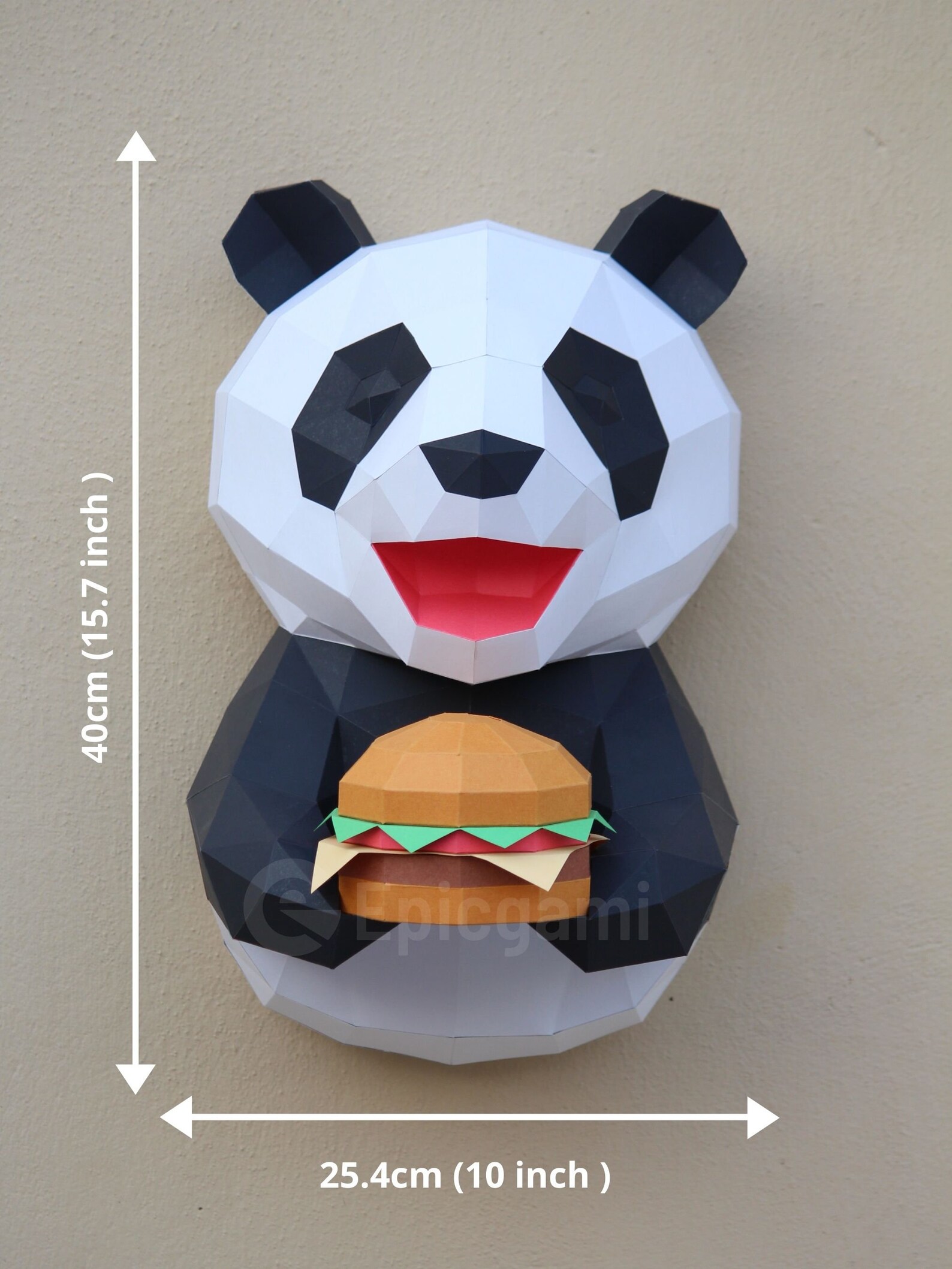 Papercraft panda model with burger low poly papercraft panda | Etsy