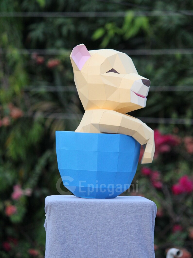 Lion Papercraft SVG and PDF Papercraft Lion in Cup 3d - Etsy