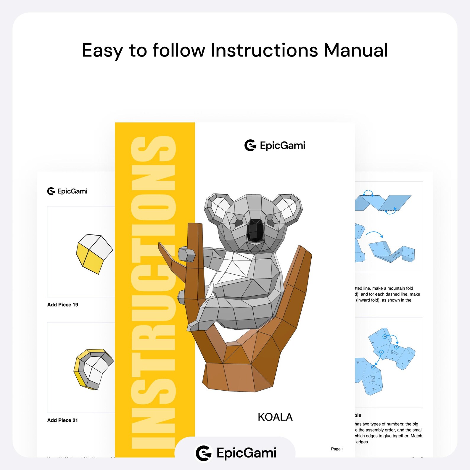 Koala 3d Paper Craft SVG and PDF, 3d Paper Craft Koala, Low Poly 3d ...