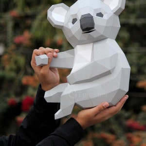 Koala 3d Paper Craft SVG and PDF, 3d Paper Craft Koala, Low Poly 3d ...
