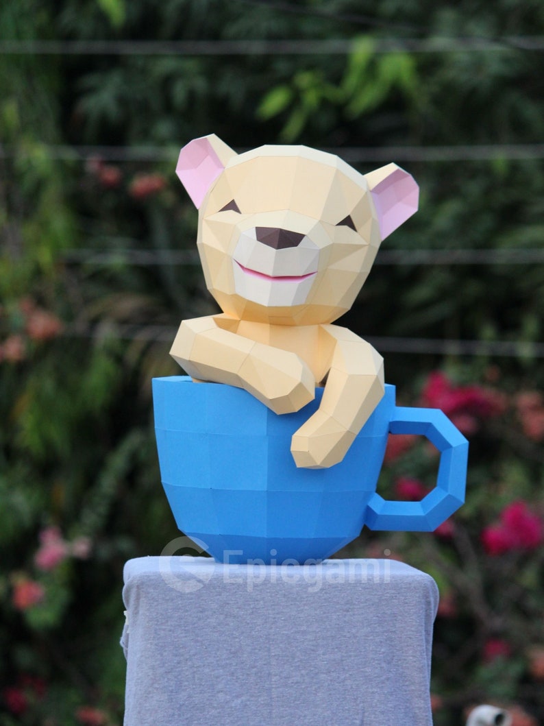 Lion Papercraft SVG and PDF Papercraft Lion in Cup 3d - Etsy