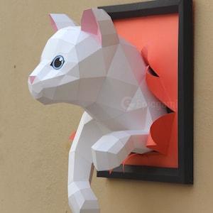 Cat 3d Paper Craft SVG and PDF, DIY Papercraft Cat Model Template ...