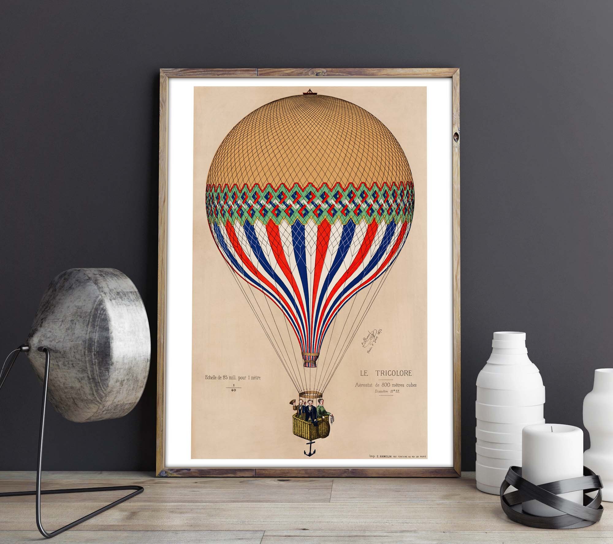 Vintage French Balloon Poster Paris 1854 Downloadable Art | Etsy