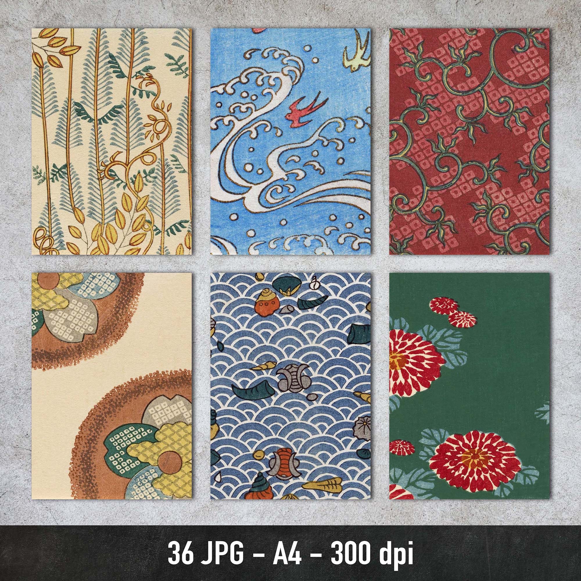 Vintage Japanese Designs Digital Paper Vol.2 36 Pages A4 | Etsy