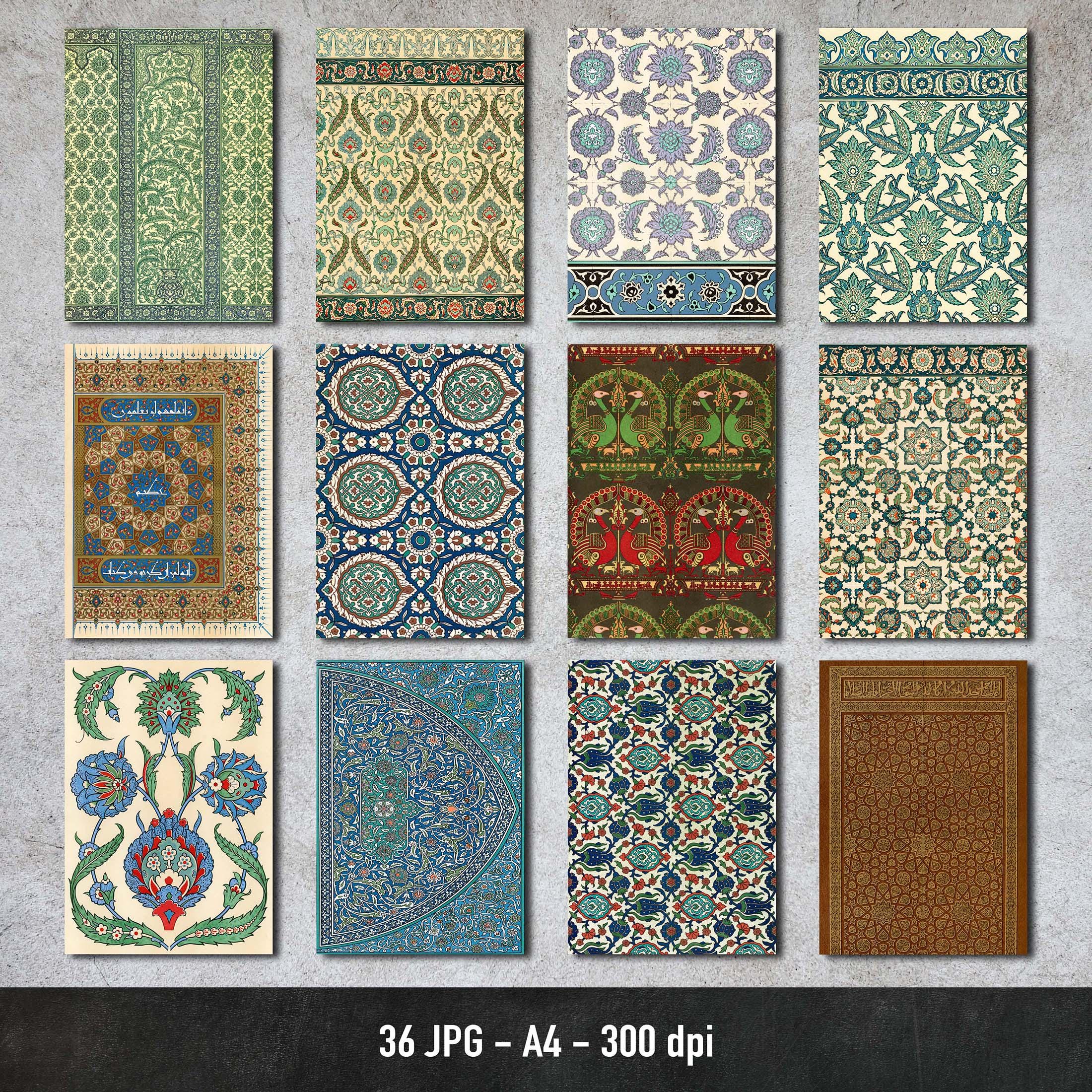 Arabian Interior Patterns, 36 Different Images, Digital Paper, Oriental ...