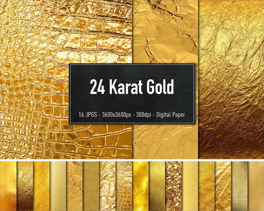 24 Karat Gold, 16 Different Real Images, Digital Paper, Instant ...