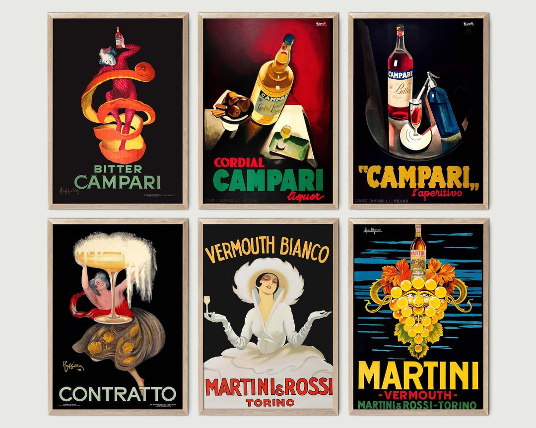 Set of 6 Posters Alcohol Kitchen Posters Vintage Beverage - Etsy