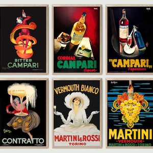 Set of 6 Posters - Alcohol Kitchen Posters, Vintage Beverage ...