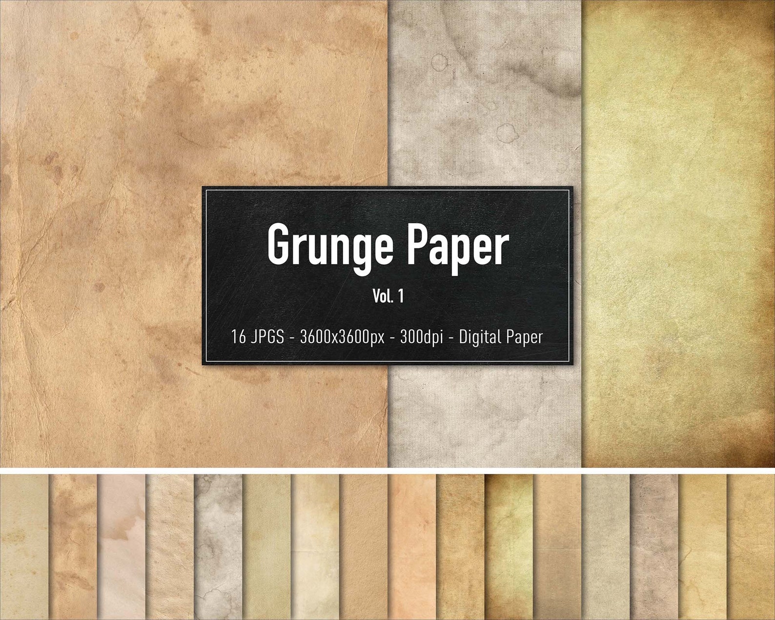 Grunge Paper Vol.1 16 Different Images Digital Kraft Paper | Etsy