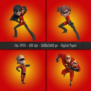 The Incredibles, 16 Different Images, Digital Paper, Instant Download ...