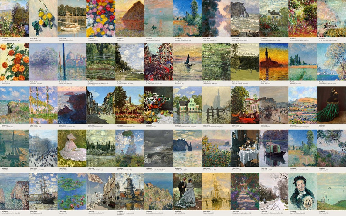 Wall Collage Kit, Claude Monet Paintings, Collection of 60 Images, Wall ...