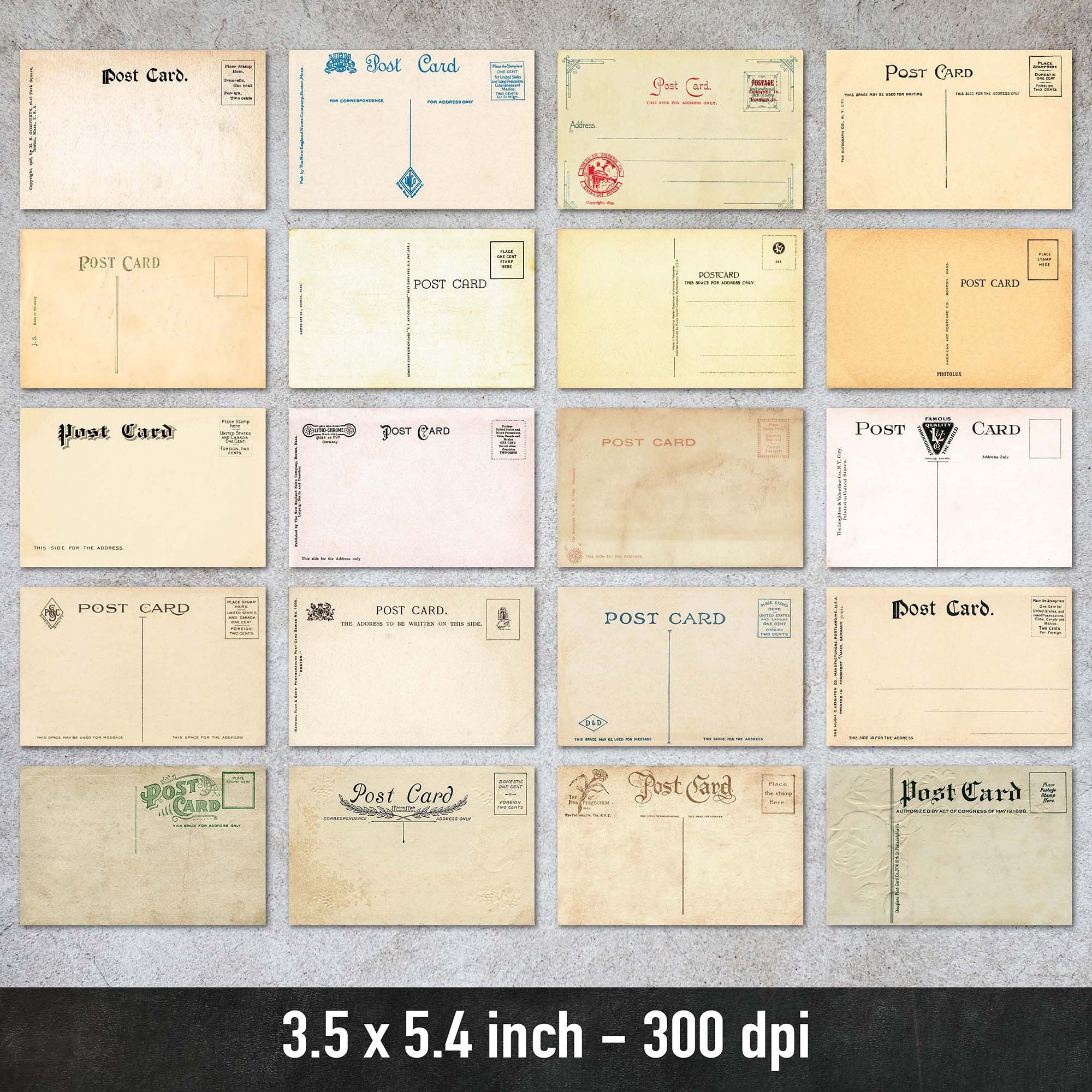 50 Vintage Blank Postcards Printable Illustrations Digital - Etsy