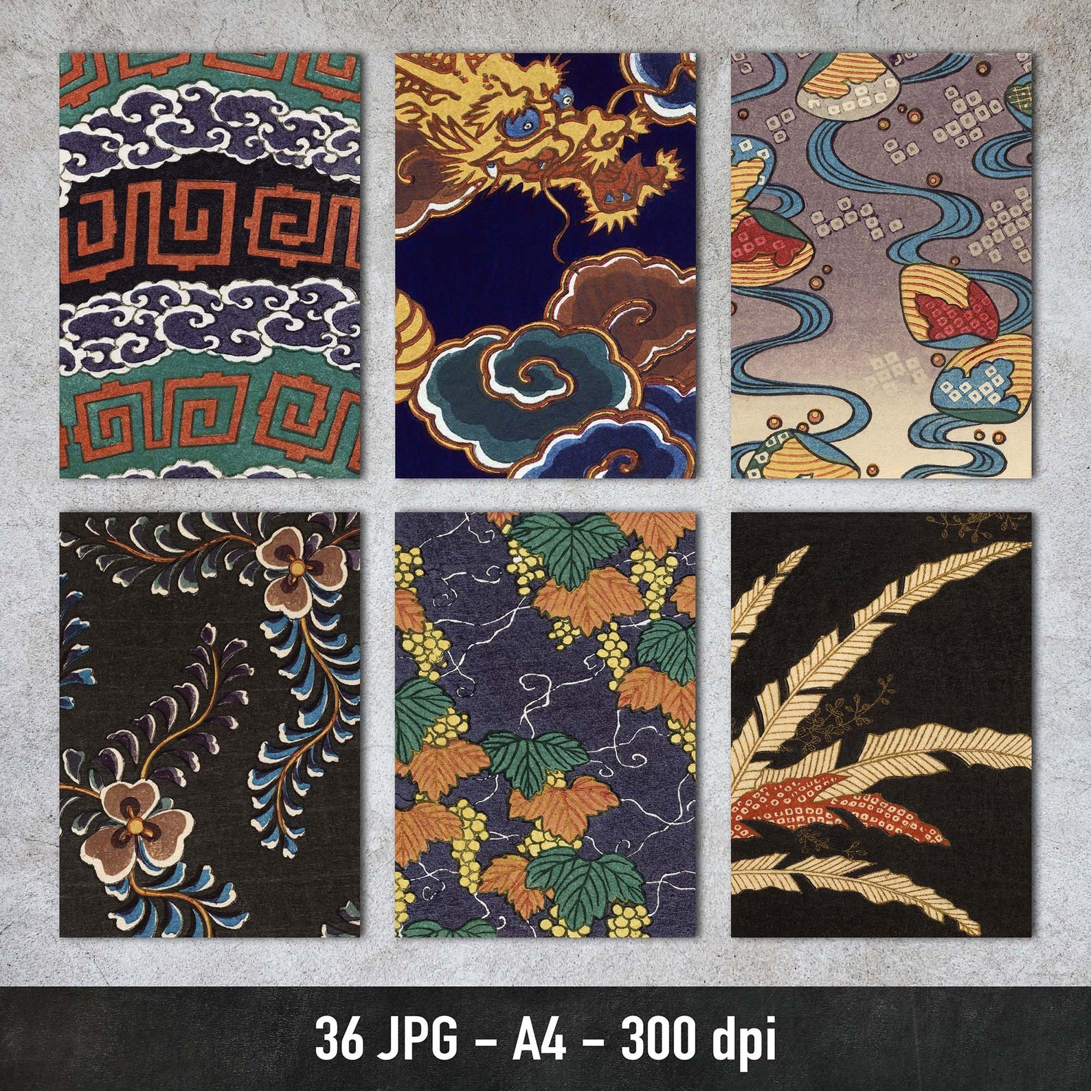 Vintage Japanese Designs Digital Paper Vol.1 36 Pages A4 | Etsy