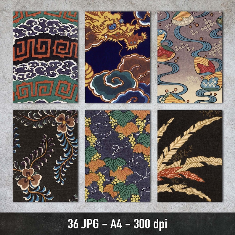 Vintage Japanese Designs Digital Paper Vol.1 36 Pages A4 | Etsy