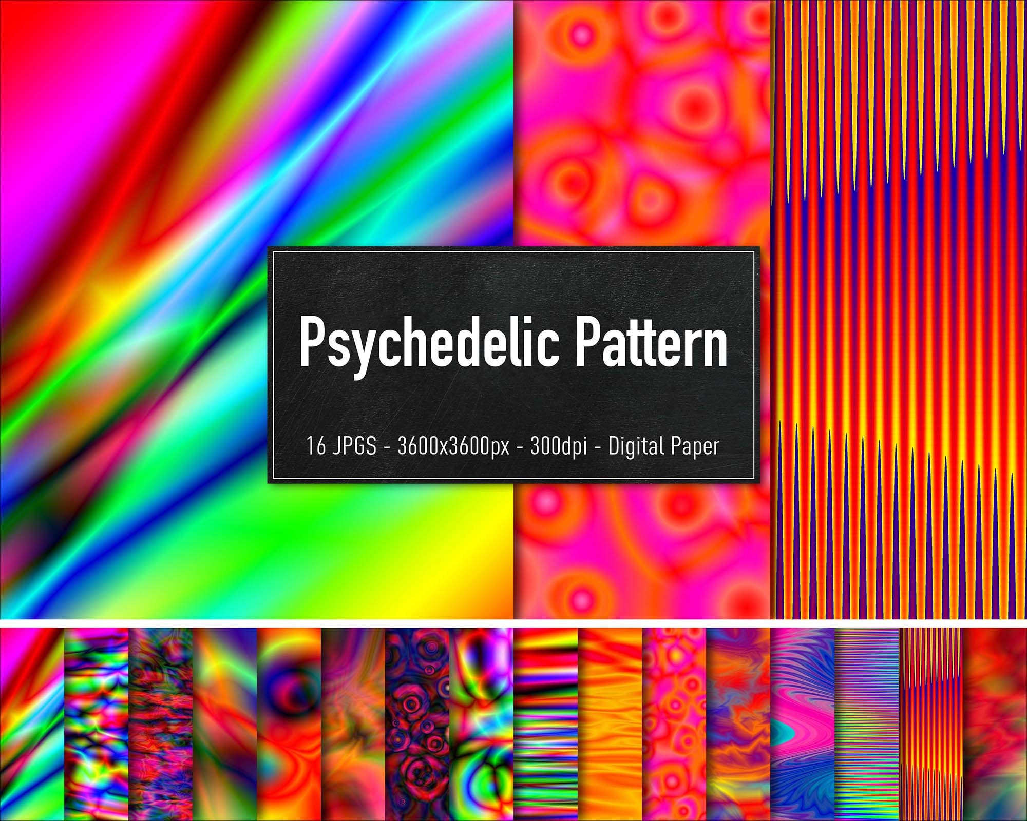 Psychedelic Pattern 16 Different Images Digital Paper - Etsy