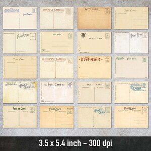 50 Vintage Blank Postcards, Printable Illustrations, Digital Paper ...