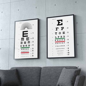 Snellen Eye Chart Print, Instant Download, Art Print, Optometry Decor ...