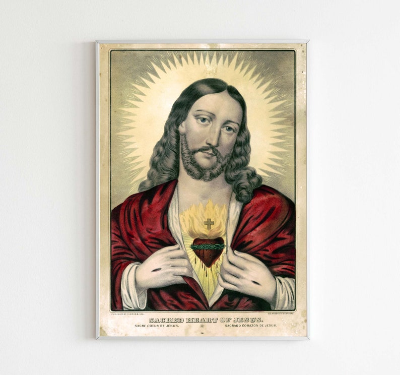 Sacred Heart of Jesus Poster, Printable Art, Instant Download - Etsy