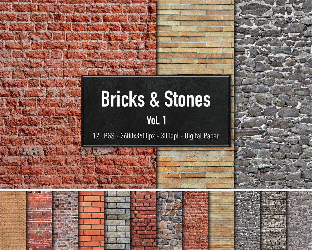 Bricks & Stones, Brick and Wall Texture Vol.1, 12 Different Images ...