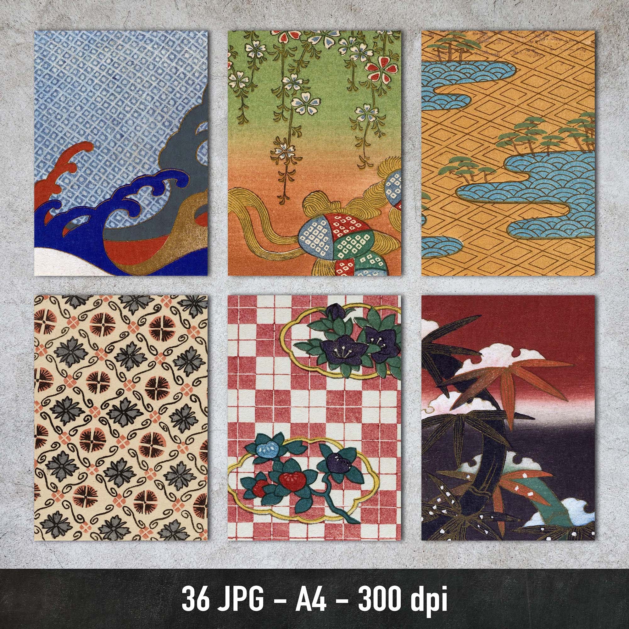 Vintage Japanese Designs Digital Paper Vol.2 36 Pages A4 | Etsy