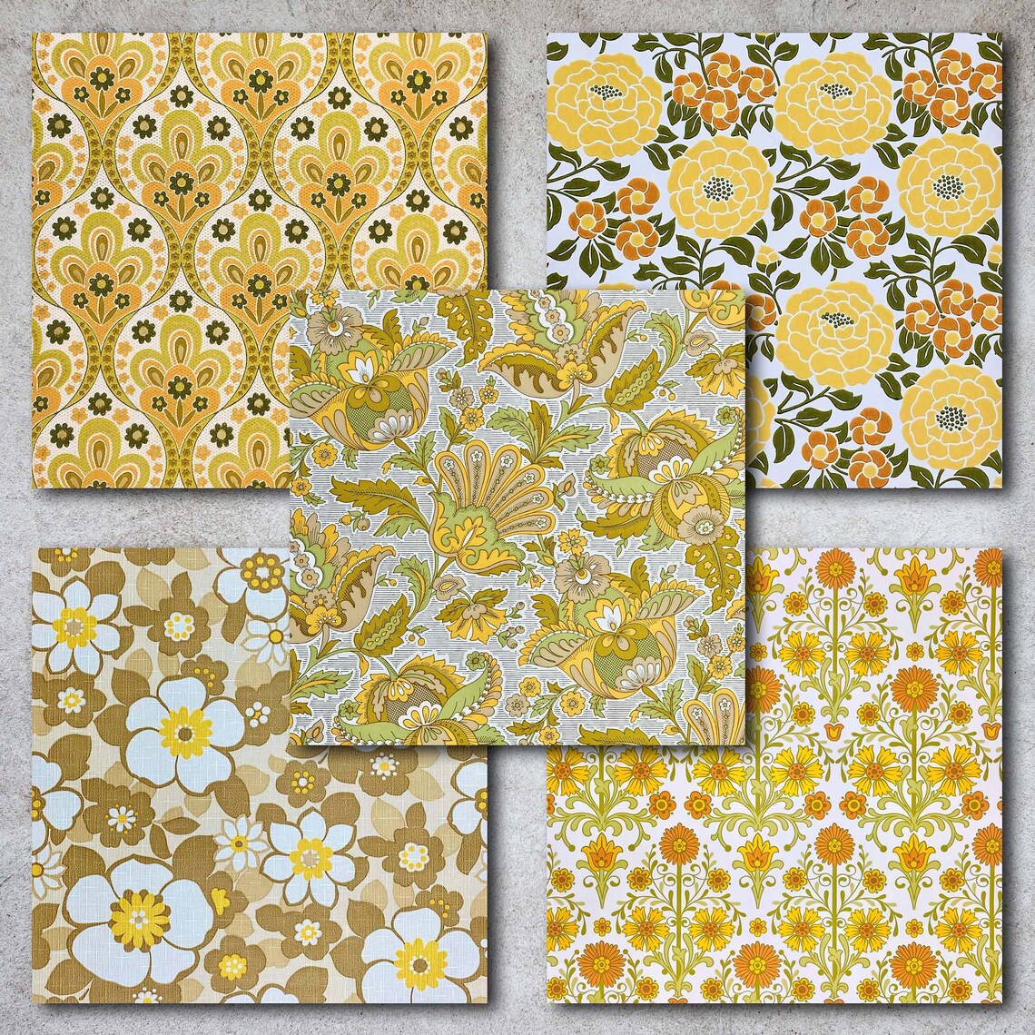 Retro Floral Wallpapers Digital Paper Vol.5 Instant - Etsy
