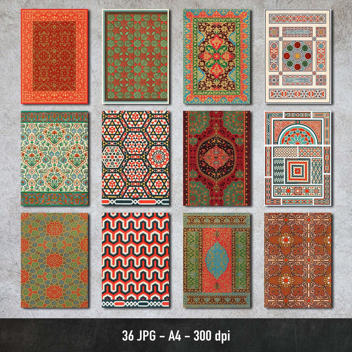 Arabian Interior Patterns, 36 Different Images, Digital Paper, Oriental ...