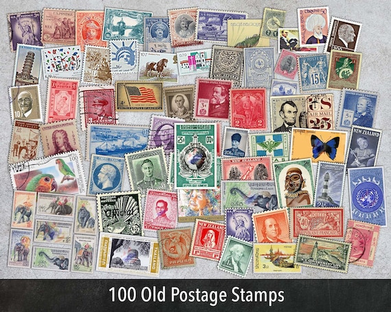 100 Old Postage Stamps Printable Collage Sheets for | Etsy