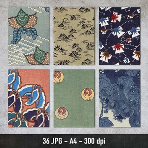 Vintage Japanese Designs, Digital Paper, Vol.3, 36 Pages A4, Instant ...