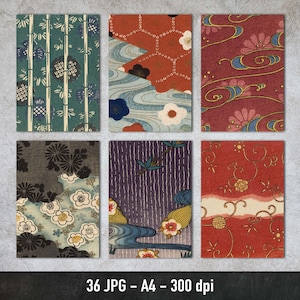 Vintage Japanese Designs, Digital Paper, Vol.3, 36 Pages A4, Instant ...