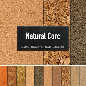 Natural Corc Texture, 12 Different Images, Digital Paper, Instant ...