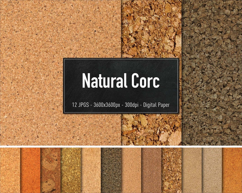Natural Corc Texture 12 Different Images Digital Paper | Etsy