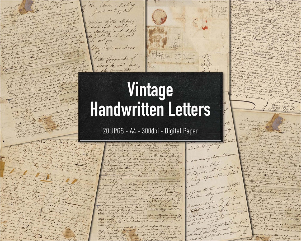 Old Handwritten Letters Vintage Digital Paper A4 Junk | Etsy