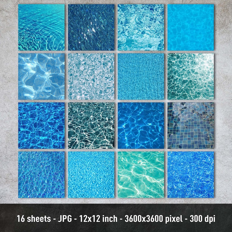 Pool Water 16 Different Images Digital Paper Instant - Etsy
